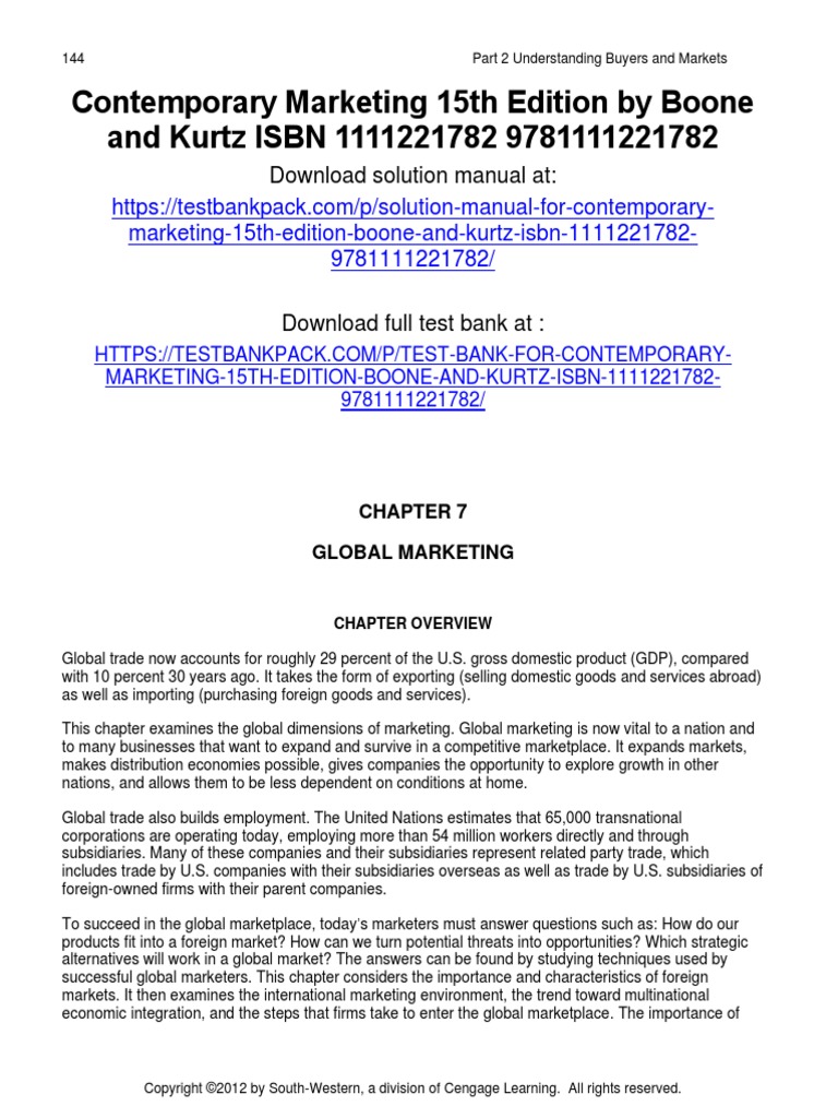 Contemporary Marketing 15th Edition Boone Solutions Manual Download | PDF