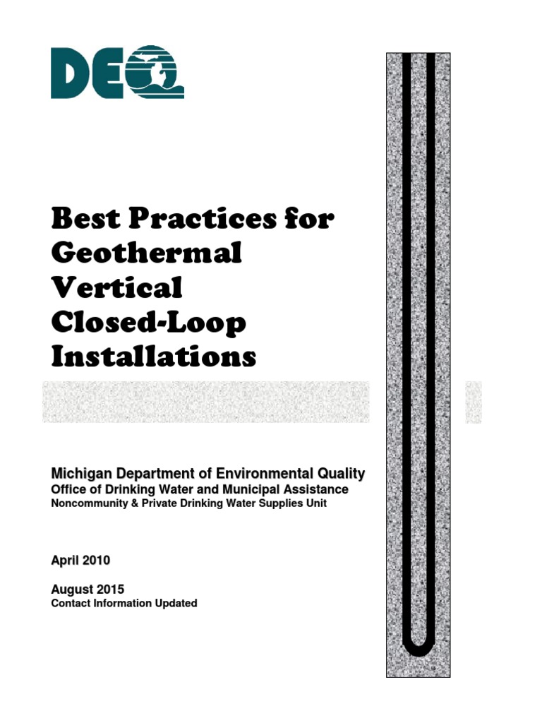 Best Practices For Geothermal Vertical Closed Loop Installations | PDF