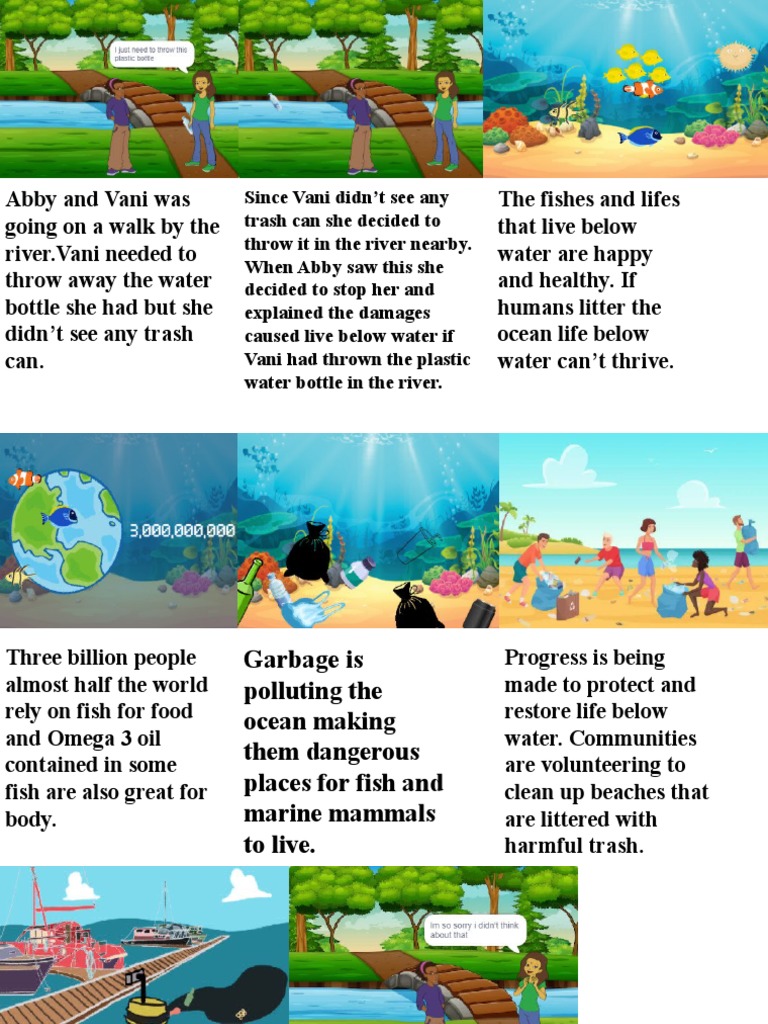 Storyboard Stop Throwing Rubbish Into The Water SDG14 | PDF