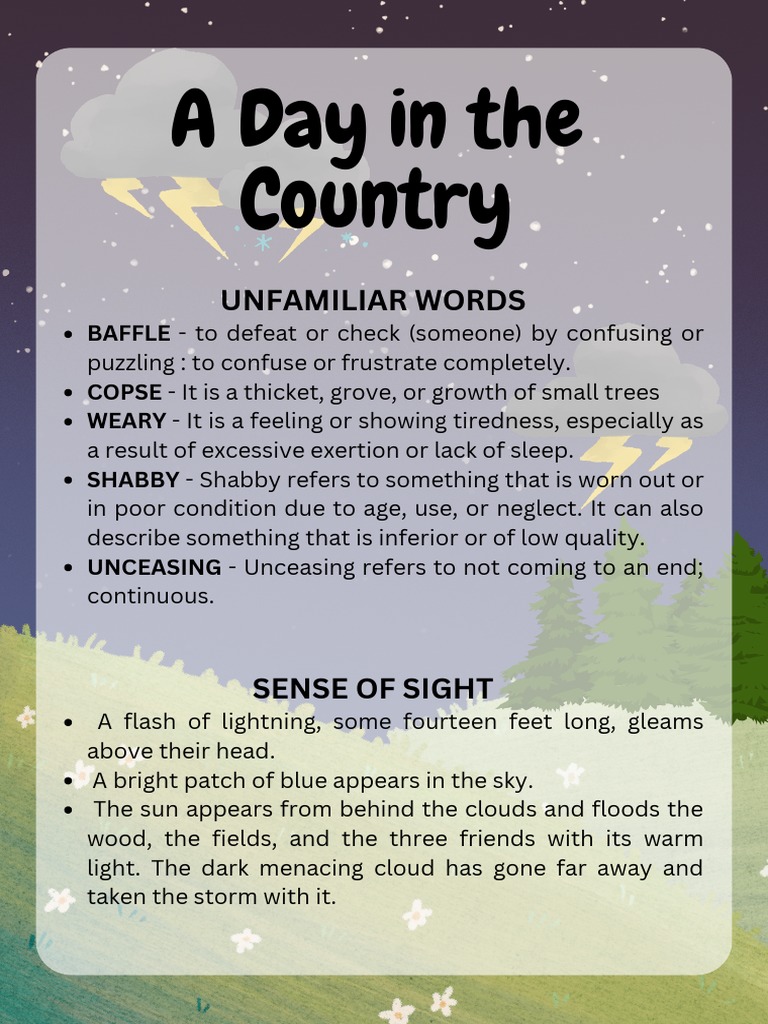 Vocabulary and Characters in "A Day in the Country" | PDF