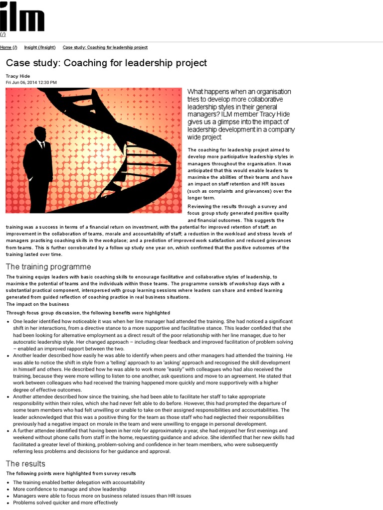 Leadership Coaching Project Case Study | PDF | Leadership | Return On ...