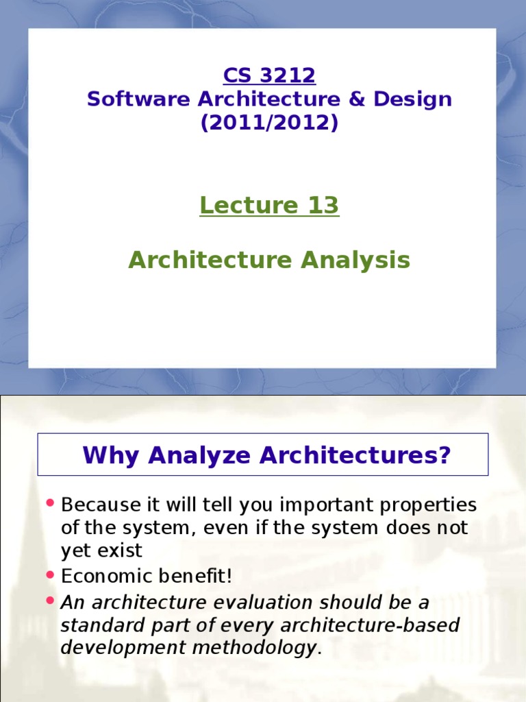 Lecture 12-Architecture Analysis | PDF Lecture 12-Architecture Analysis | PDF