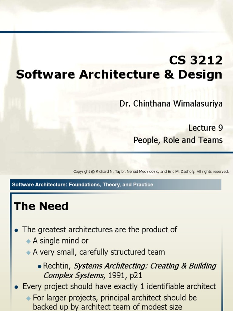 Lecture 9-People Roles and Teams | PDF | Software Architecture | Software Development