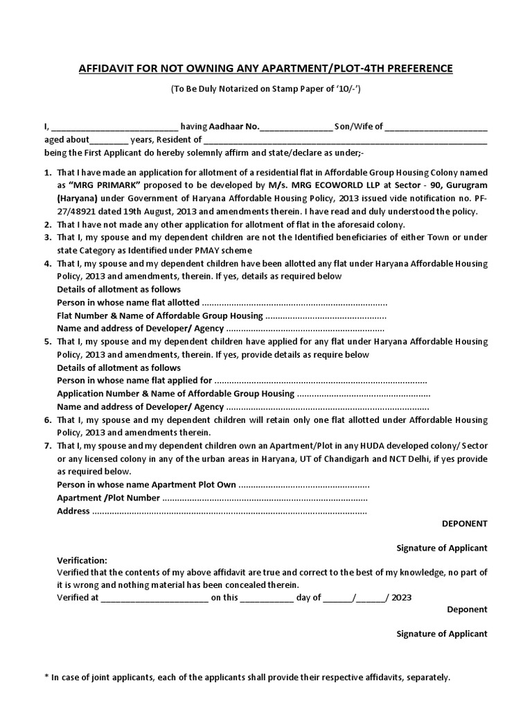 AFFIDAVIT 4th Preference | PDF