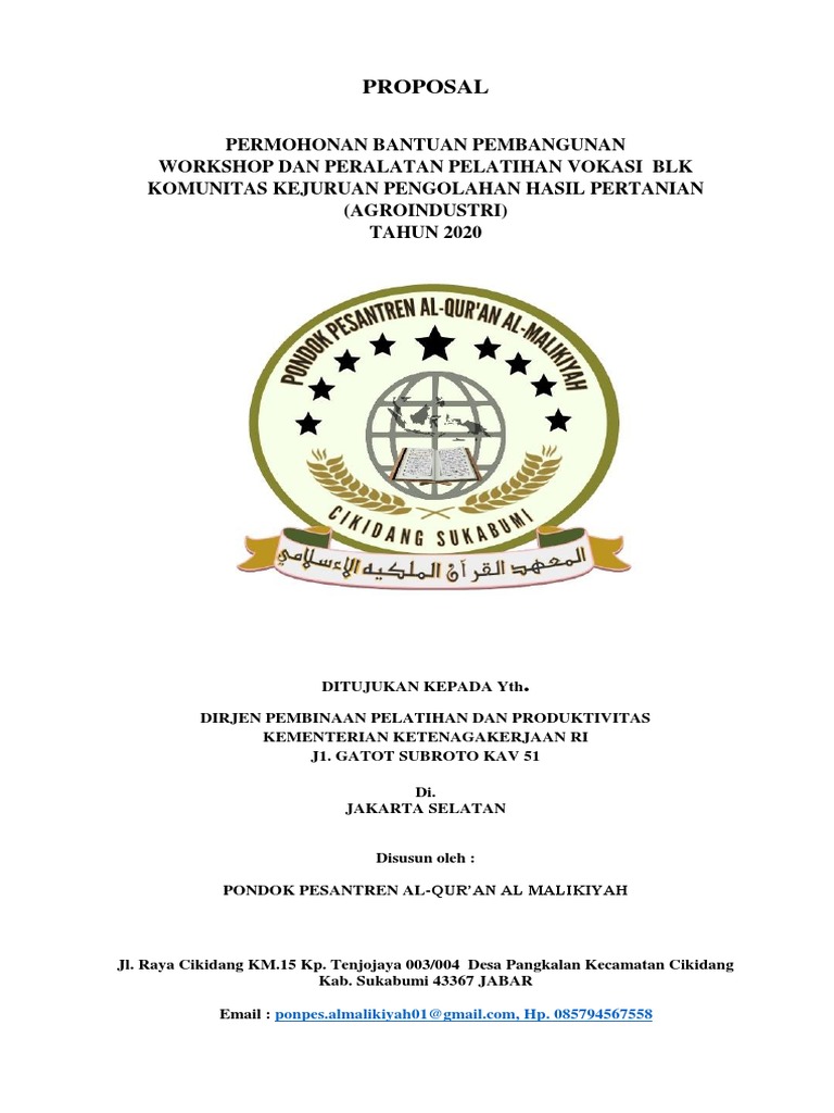 Proposal Pembangunan Workshop BLK Agroindustri | PDF | Bisnis ...