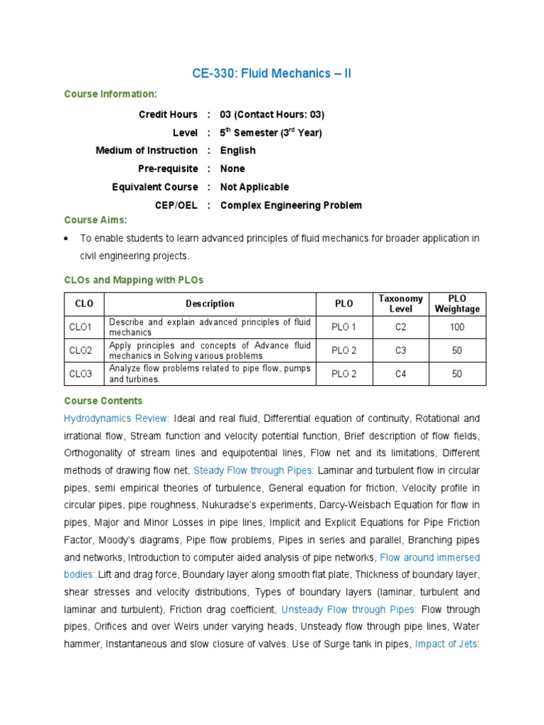 CE 330-Fluid Mechanics-II | PDF