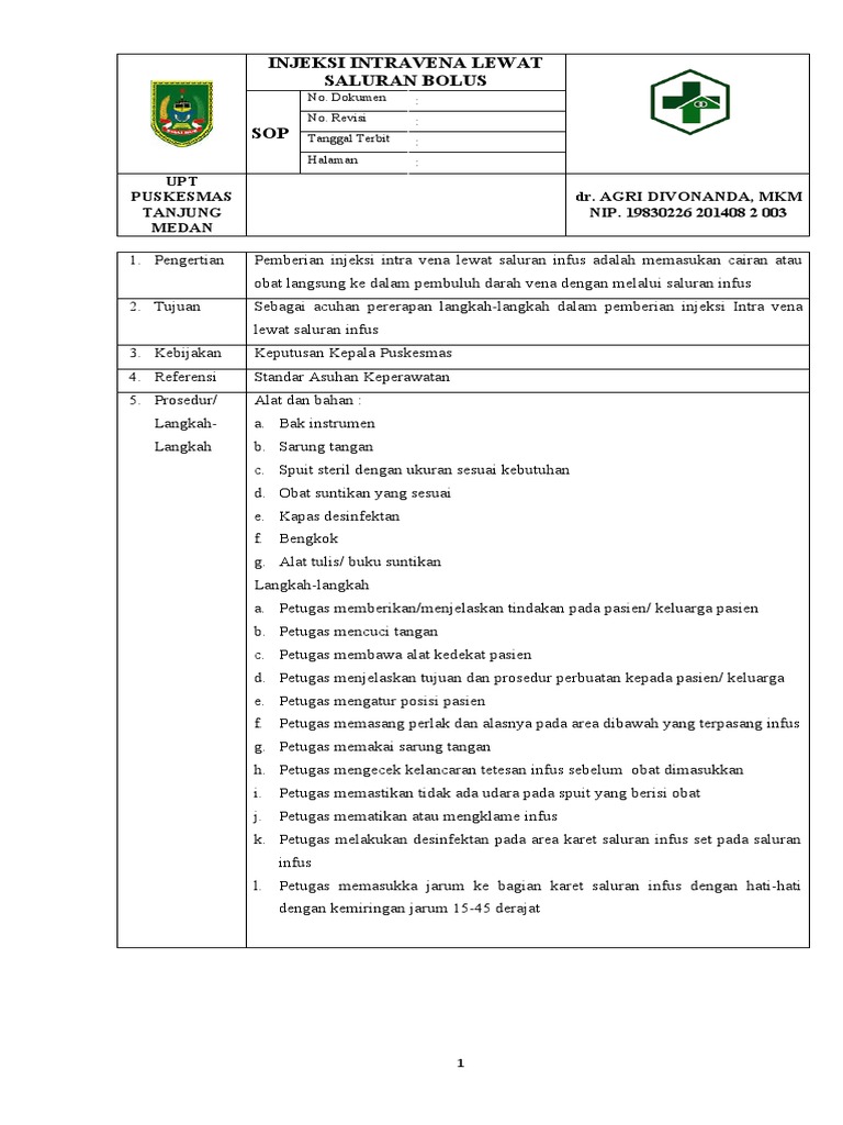 SOP Injeksi Bolus | PDF