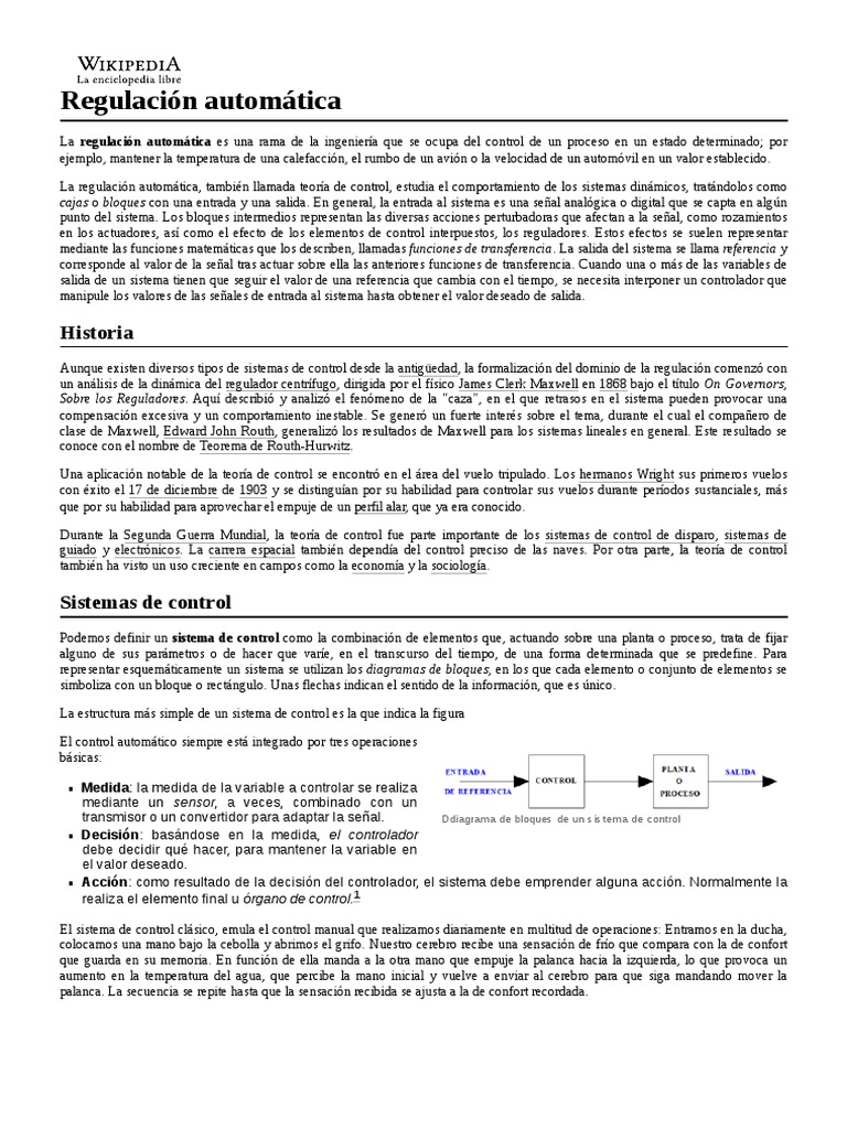 7 Regulación Automática Pdf Ciencia Y Matemática