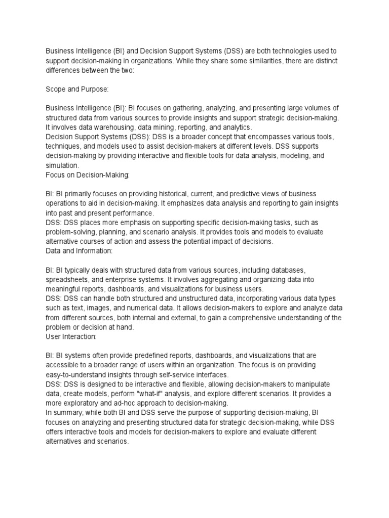 Bi VS DSS | PDF