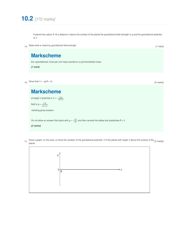 Markscheme: (172 Marks) | PDF | Orbit | Mass