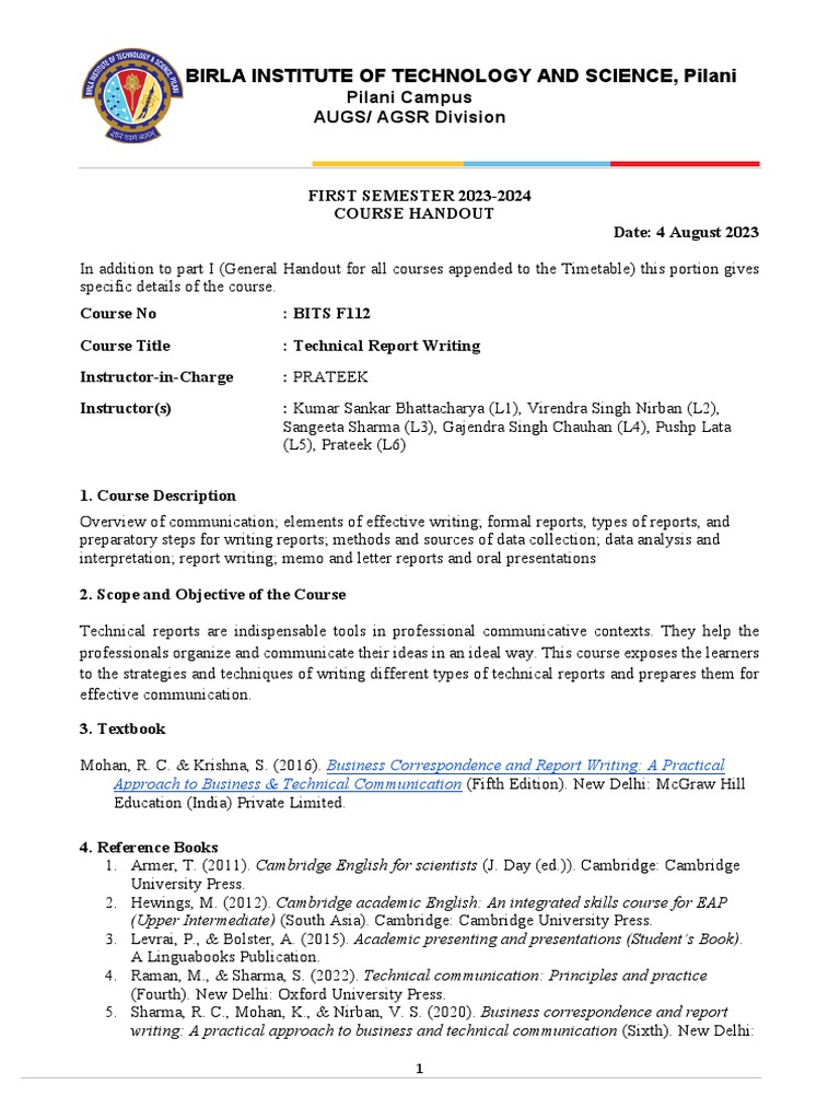 Technical Report Writing Course Overview | PDF | Communication | Data
