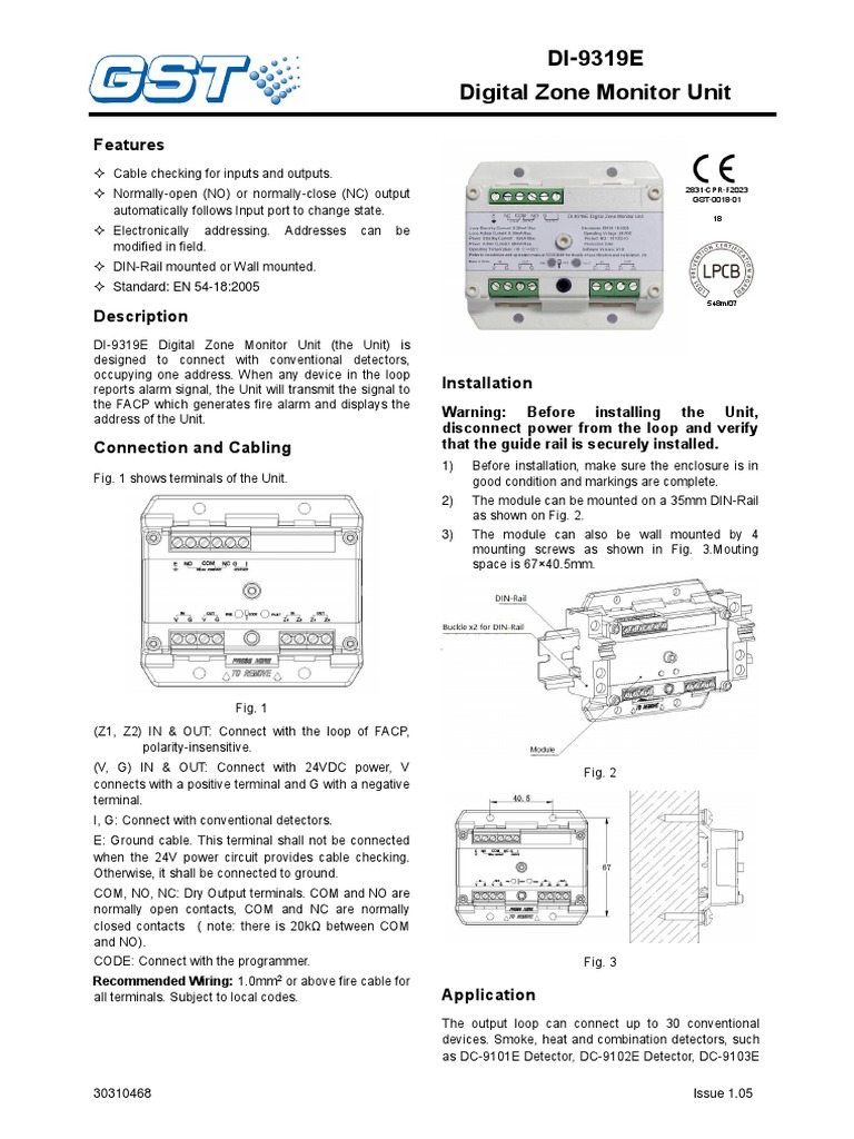 DI-9319E Digital Zone Monitor Unit Installation and Operation Installation and Operation Manual ...