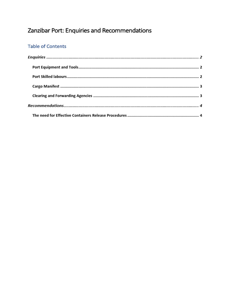 Zanzibar Port Pdf Containerization Port