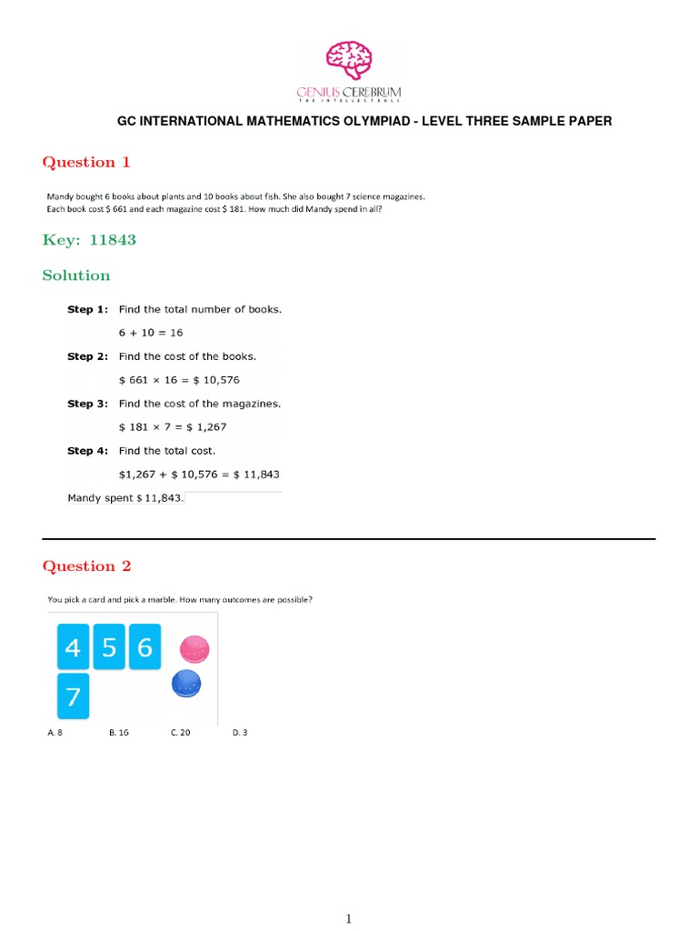 GIMO LEVEL Sample Paper | PDF