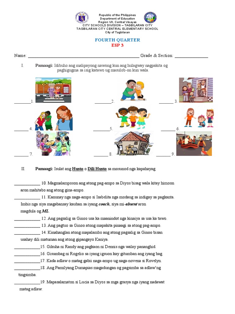 4th Periodical Test in ESP 3 | PDF