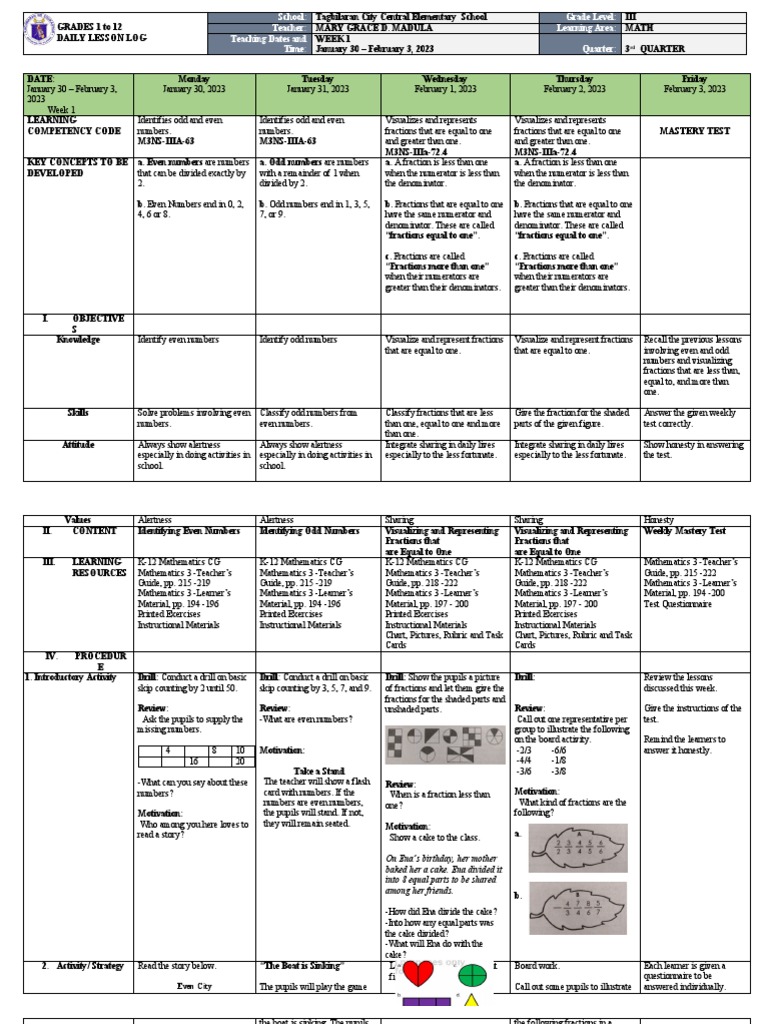 Math DLP Q3 W1 1 | PDF