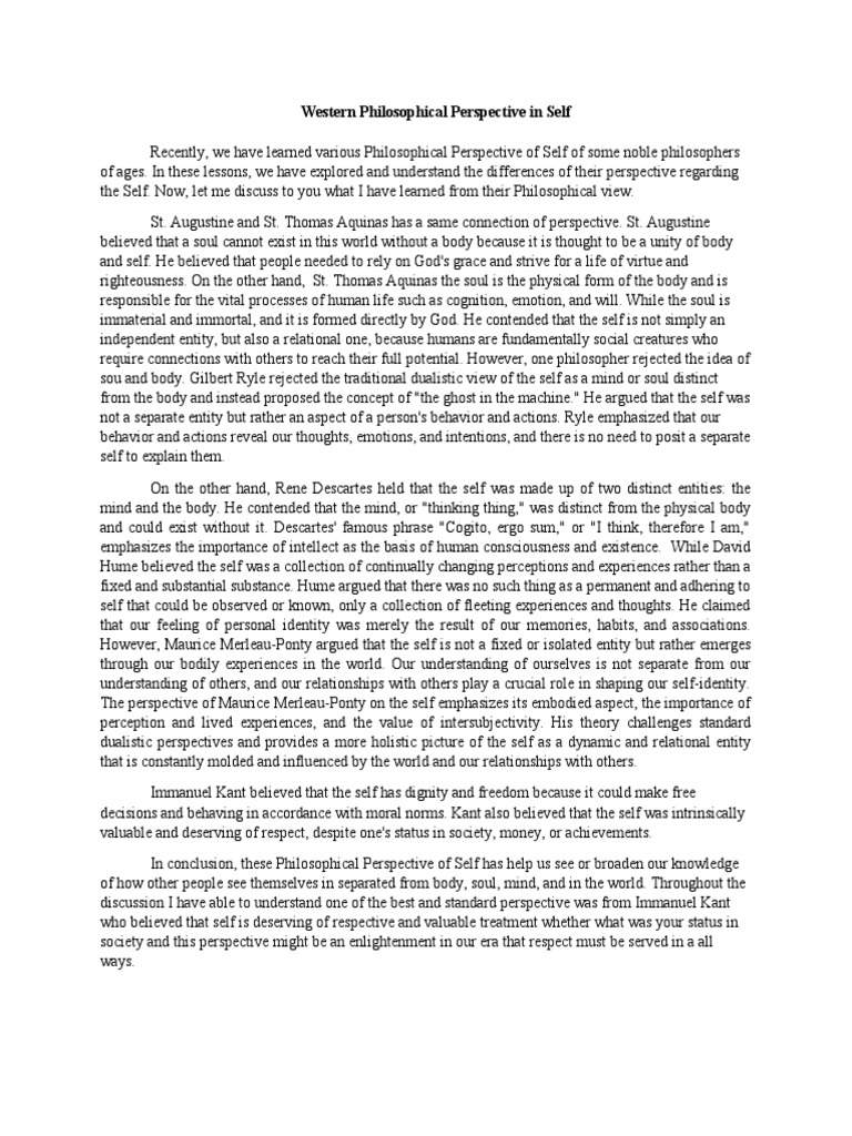 Philosophical Perspective Of Self Pdf