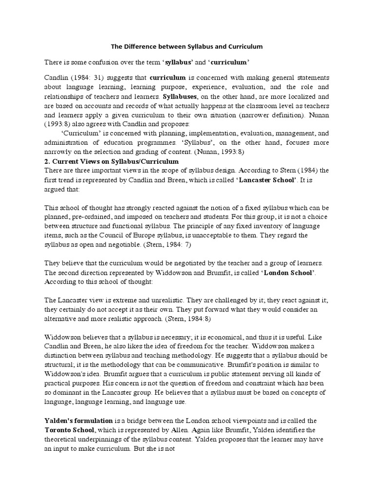 The Difference Between Syllabus and Curriculum | PDF | Curriculum ... The Difference Between Syllabus and Curriculum | PDF | Curriculum ...