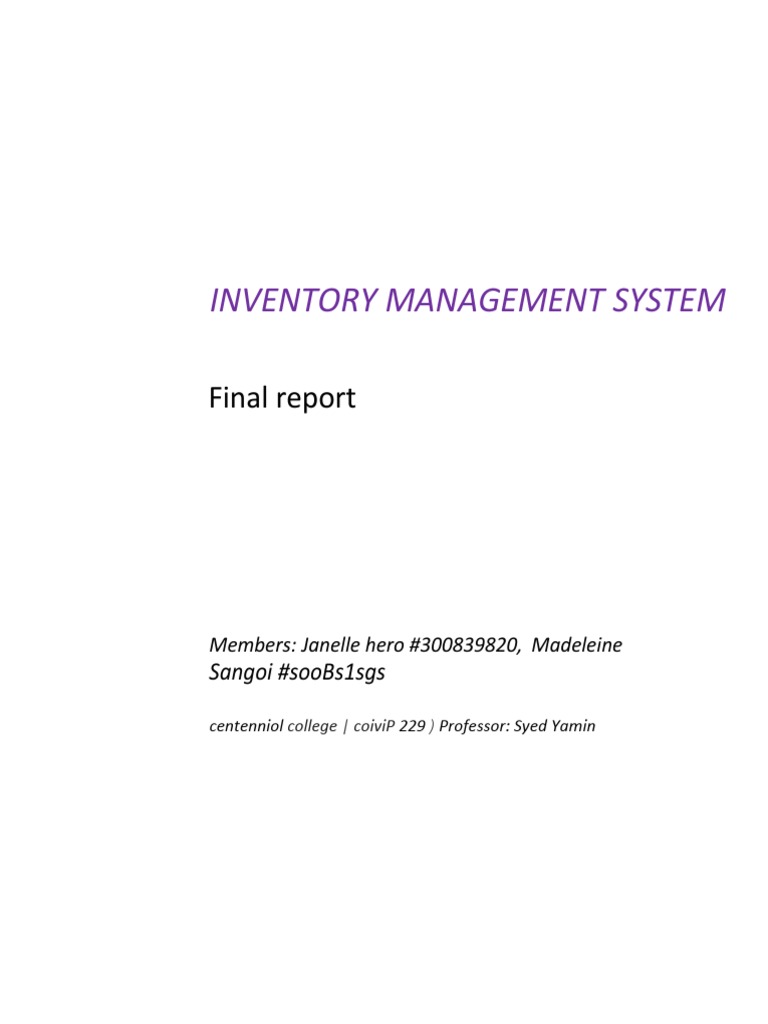inventory-management-system | PDF | Databases | Inventory