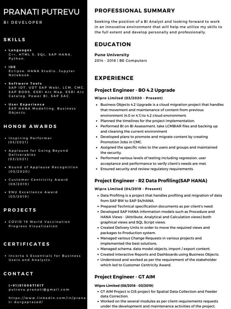 Pranati Putrevu Business Analyst | PDF