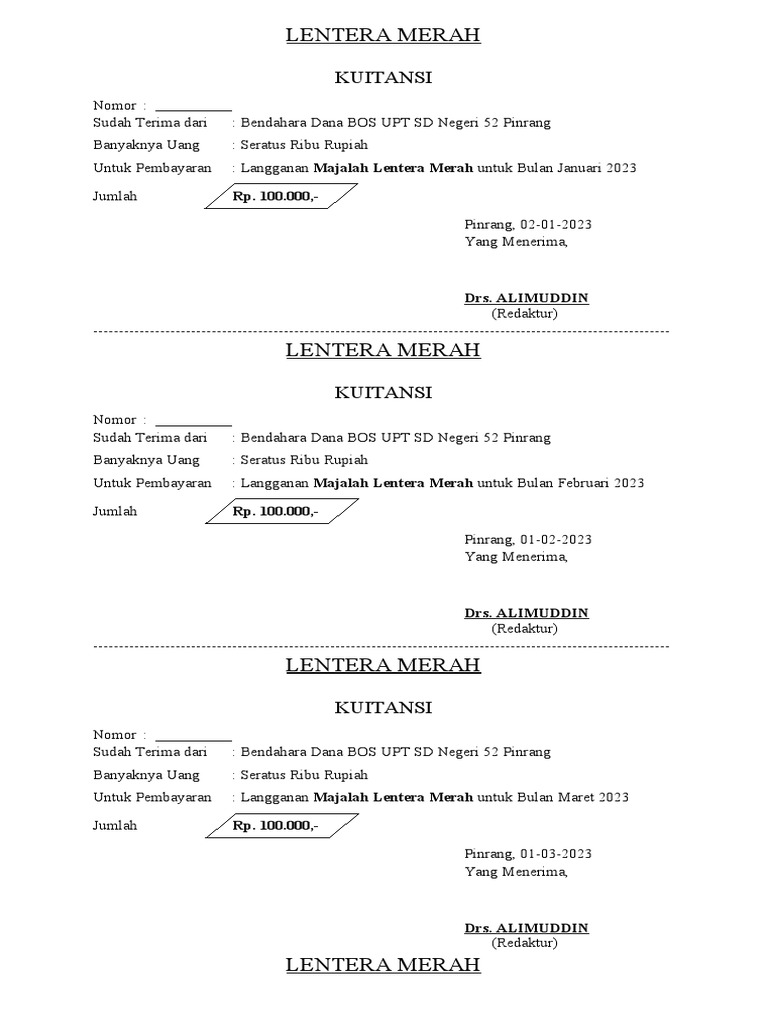 Kwitansi Lentera Merah | PDF