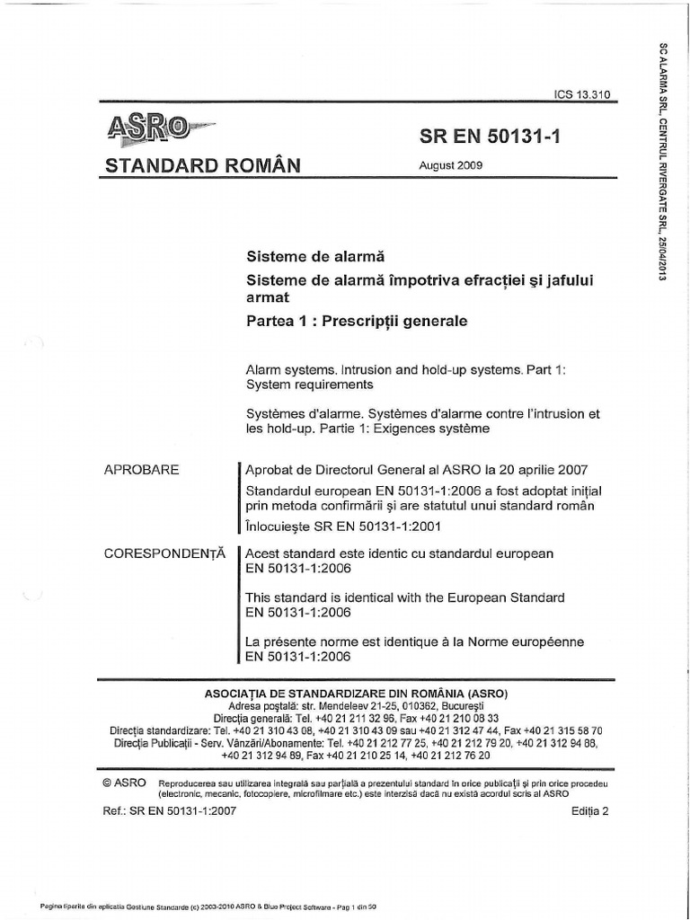 SR en 50131 1 | PDF