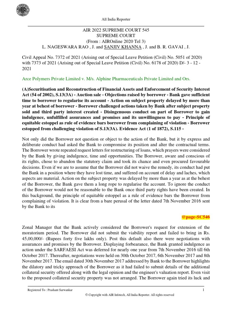 Air 2022 Supreme Court 545 | PDF | Estoppel | Auction