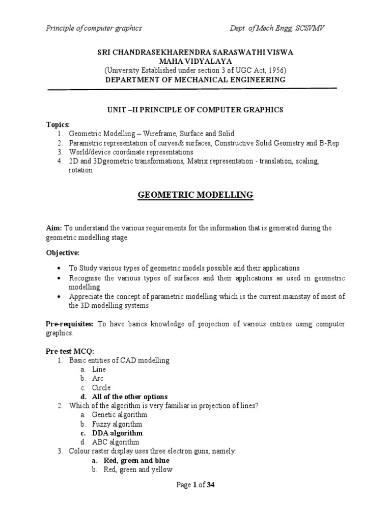 Unit 2 | PDF | Computer Aided Design | Mathematics