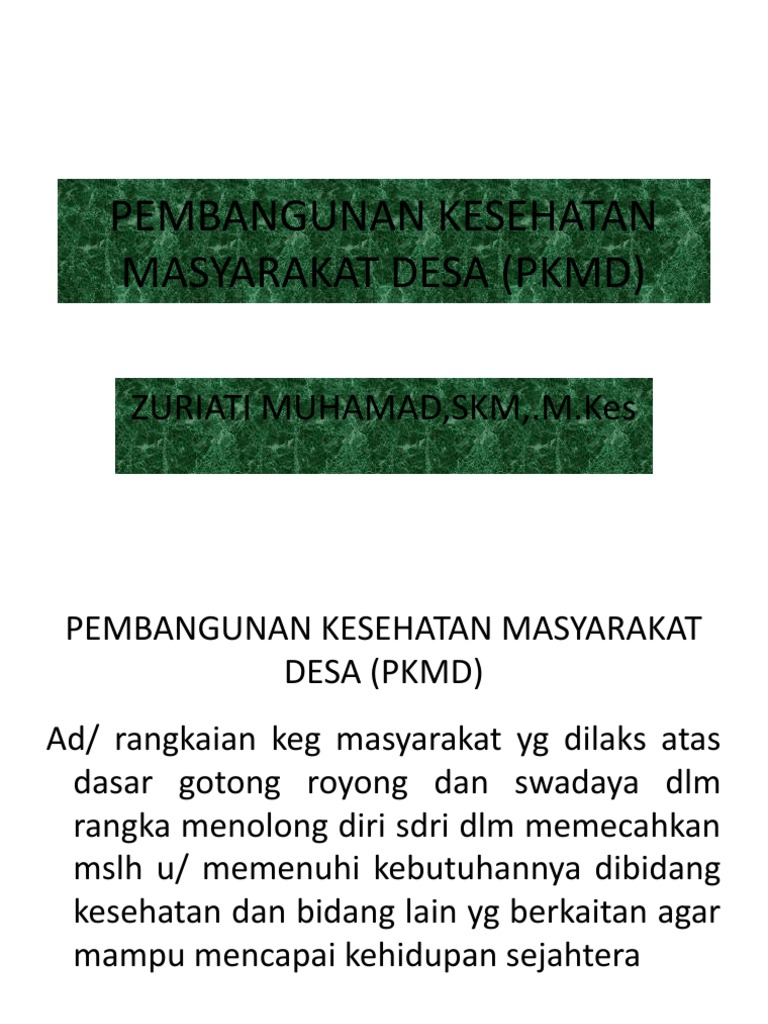 Pembangunan Kesehatan Masyarakat Desa (PKMD) | PDF
