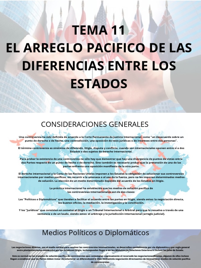 Tema 11 El Arreglo Pacifico de Las Diferencias Entre Los Estados (Eder J. Bojorquez Mena) | PDF ...