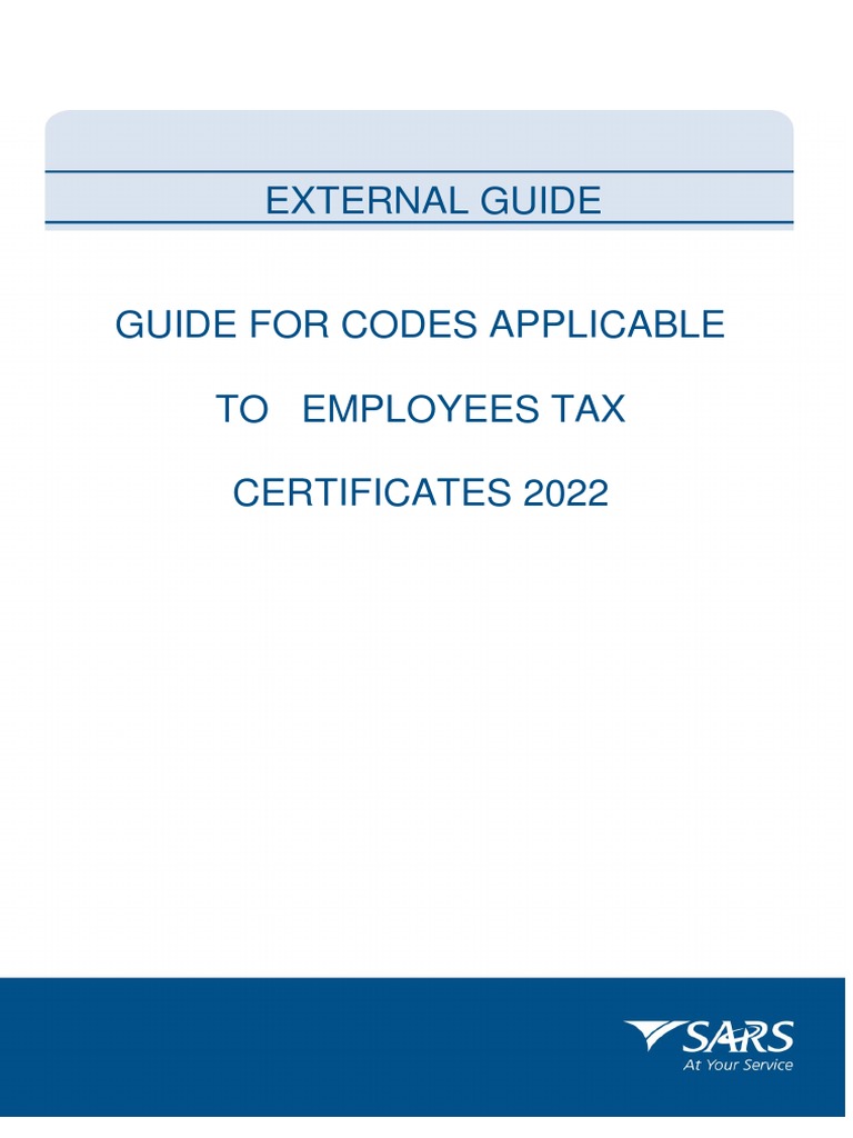 PAYE AE 06 G06 Guide For Codes Applicable To Employees Tax Certificates ...