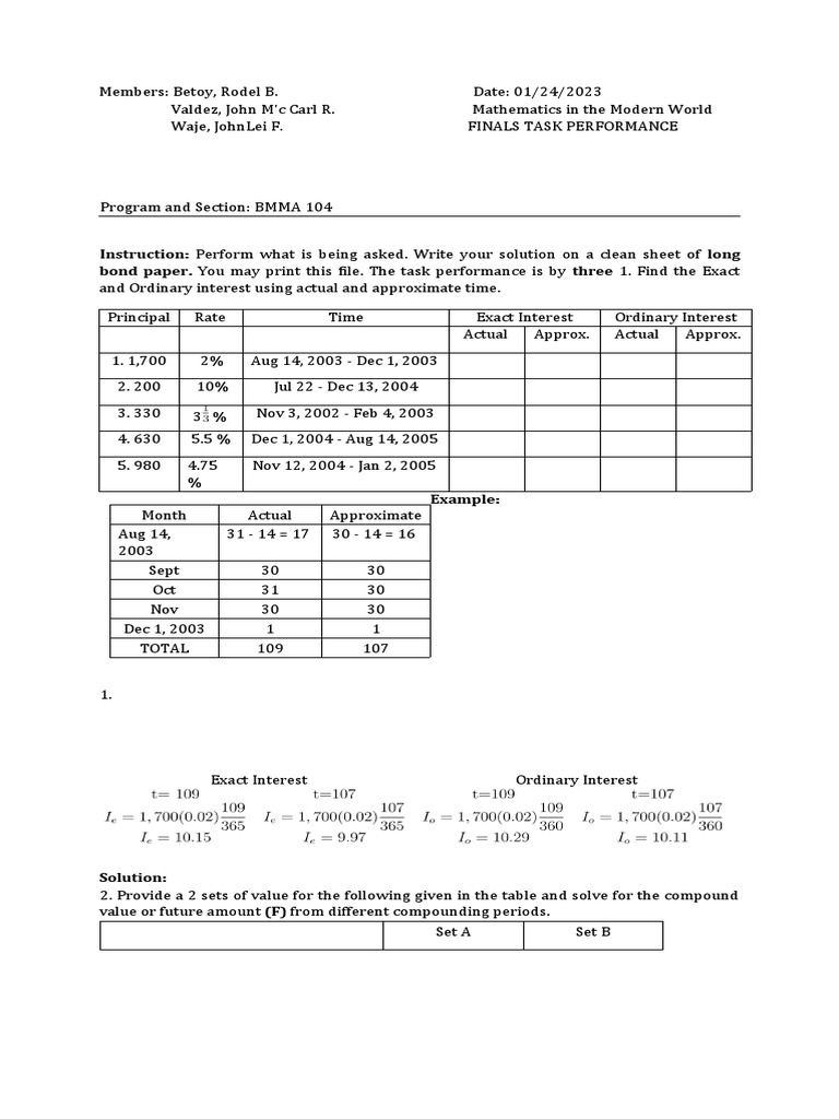 Mathematics in The Modern World FINALS TASK PERFORMANCE | PDF ...