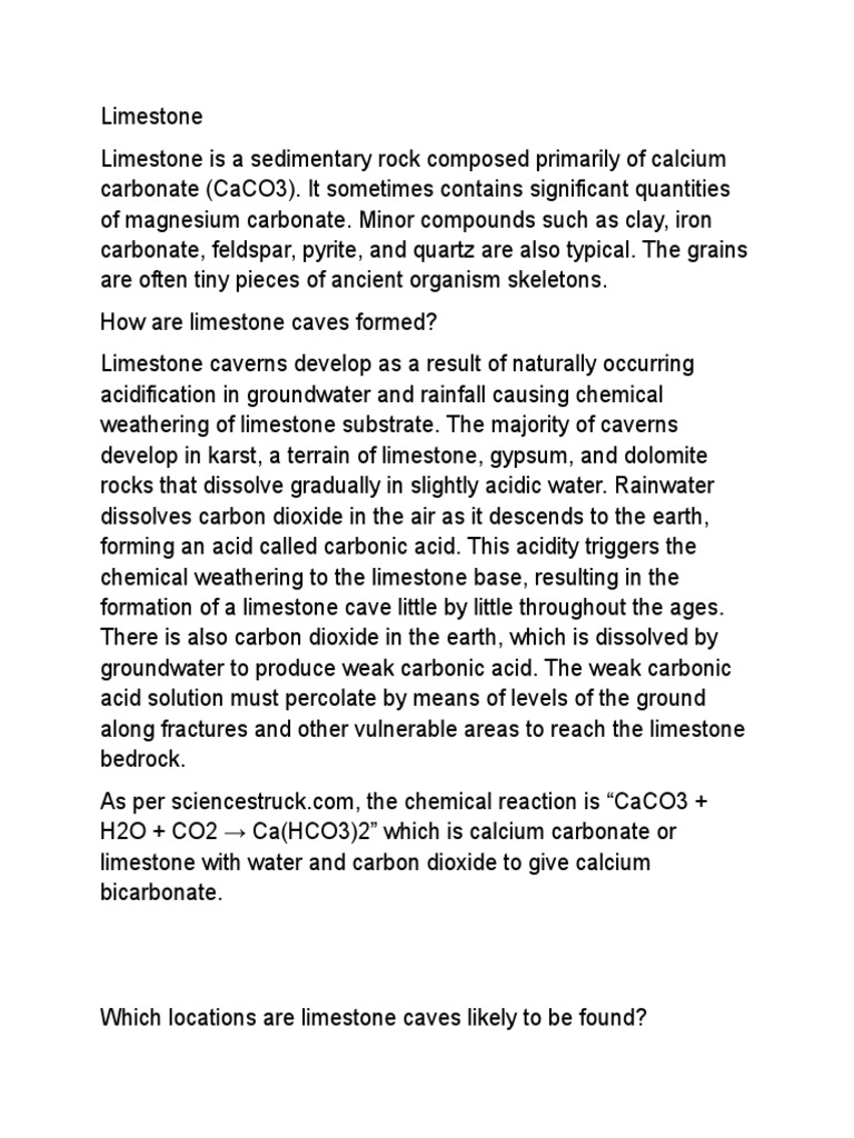 Limestone Caves | PDF | Limestone | Cave