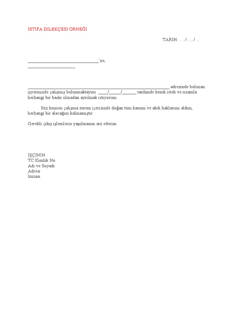 Istifa Dilekçesi | PDF