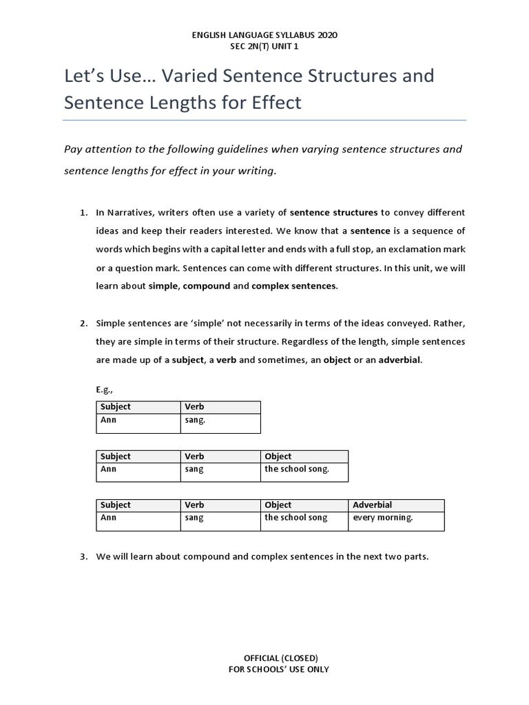 (VaP) 2NTU1 Varied Sentence Structures and Sentence Lengths For Effect ...