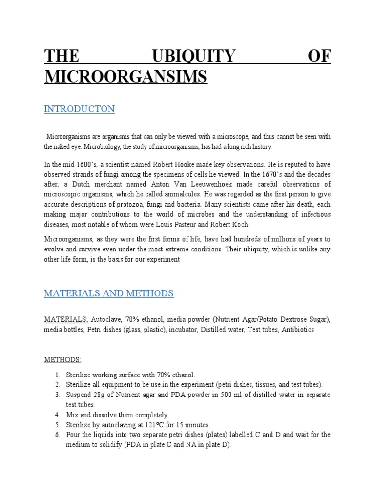 Ubiquity of Microorganisms | PDF