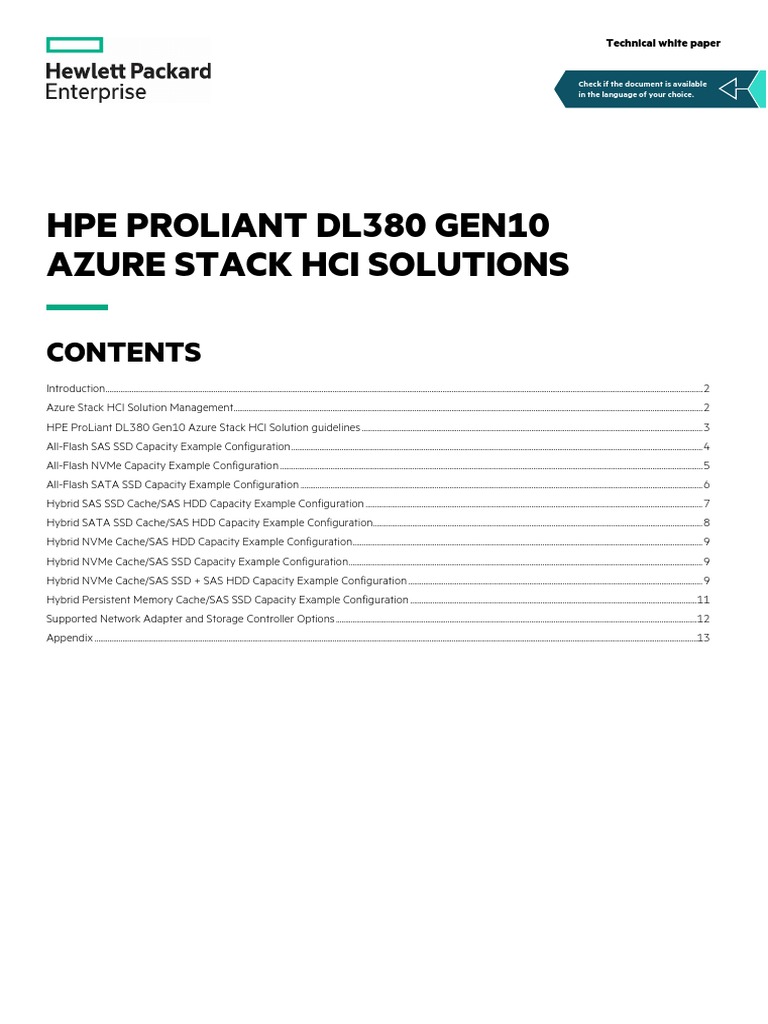 HPE ProLiant DL380 Gen10 Azure Stack | PDF