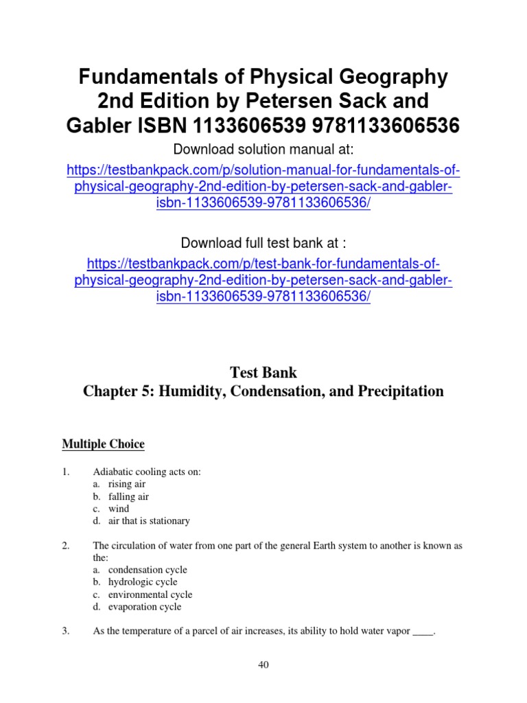 Fundamentals of Physical Geography 2nd Edition Petersen Solutions ...