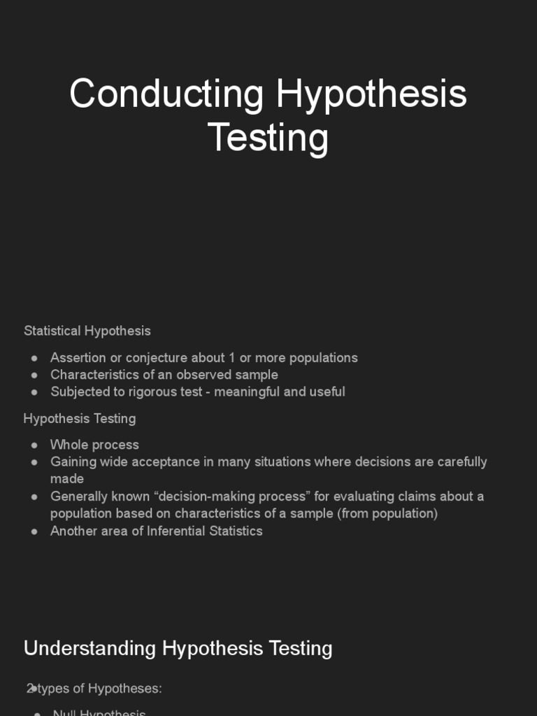 Key Concepts of Tests of Hypotheses On The Population Mean and ...