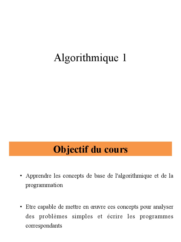 Cours - Algo Premier Semestre | PDF | Ordinateurs