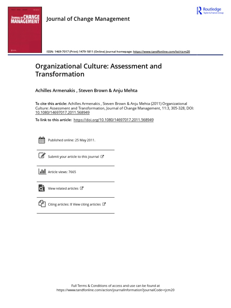 Organizational Culture Assessment and Transformation | PDF ... Organizational Culture Assessment and Transformation | PDF ...