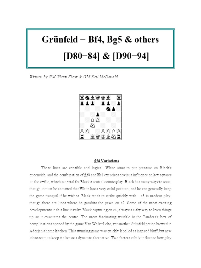 Glenn Flear & Neil McDonald - Gruenfeld - Bf4, Bg5 & others [D80-84 ...