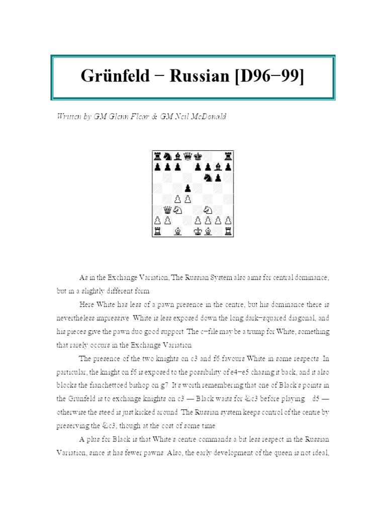 Glenn Flear & Neil McDonald - Gruenfeld-Russian (D96-99) | PDF | Chess ...