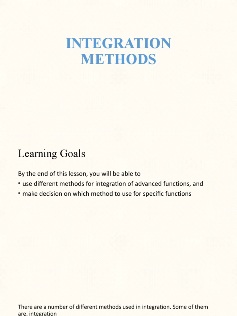 Integration Methods | PDF | Integral | Function (Mathematics)