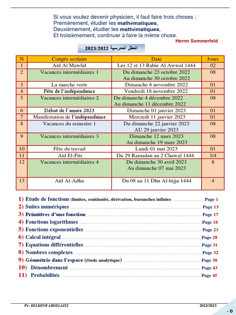 Cours 2bac Biof 2022-2023 - Secour | PDF