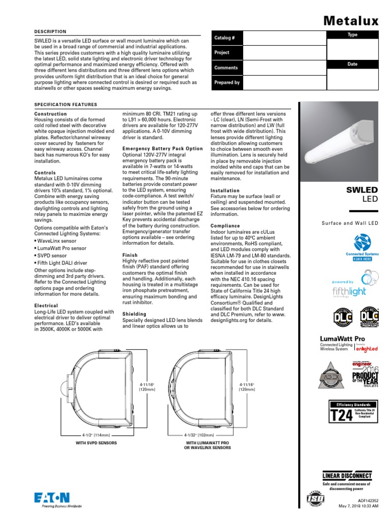 Specification Sheet LED LINEAR | PDF | Lighting | Light Emitting Diode