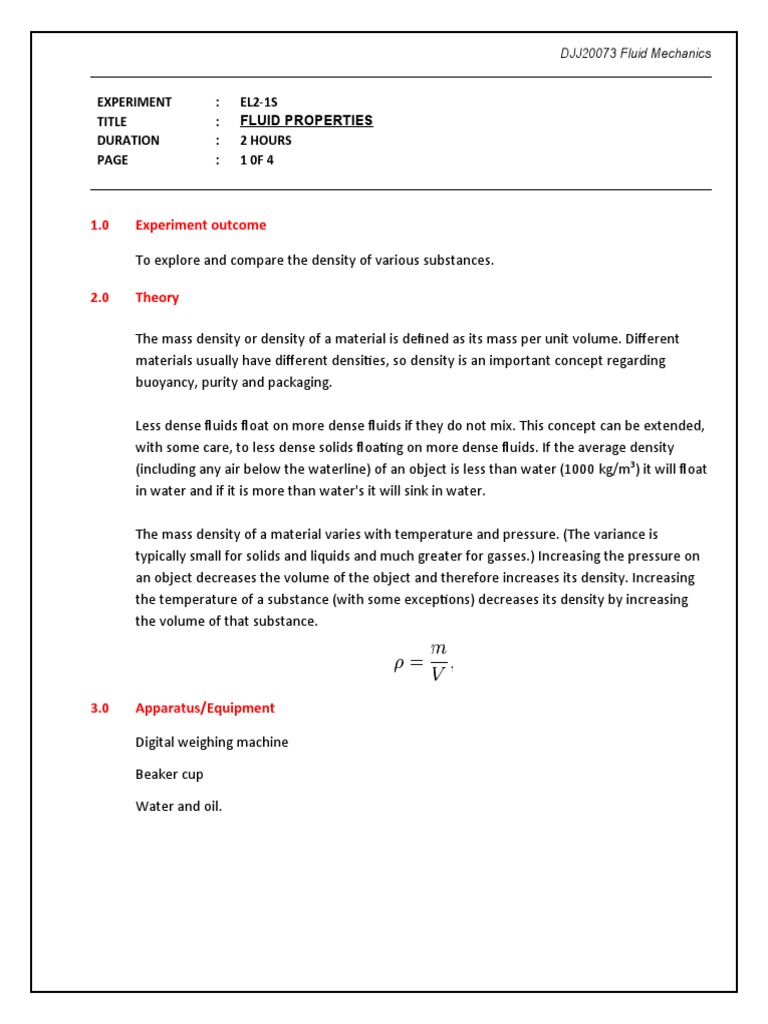 Labsheet Amali 1 | PDF | Density | Buoyancy
