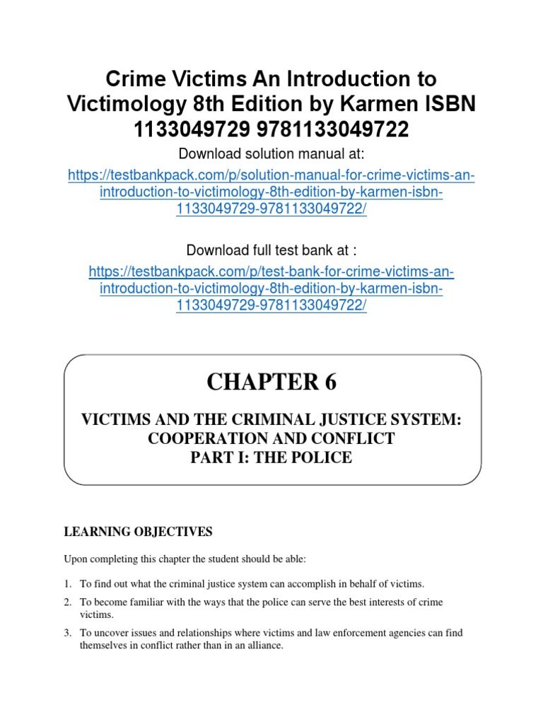 Crime Victims An Introduction To Victimology 8th Edition Andrew Karmen ...