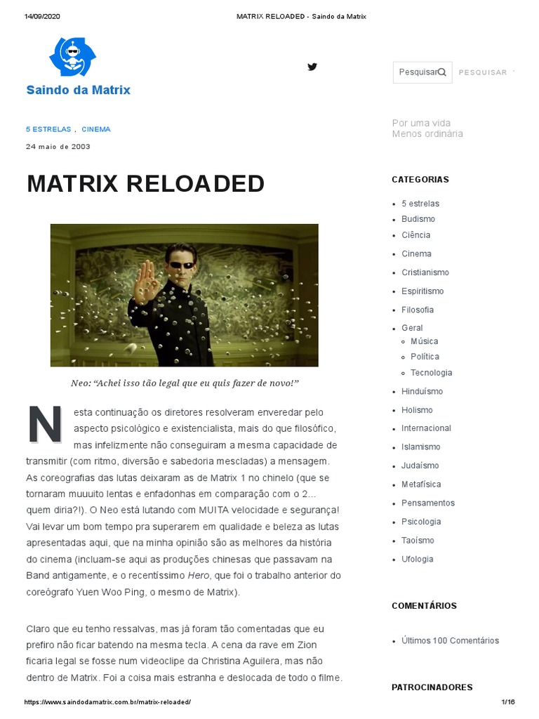 Matrix Reloaded - Saindo Da Matrix | PDF