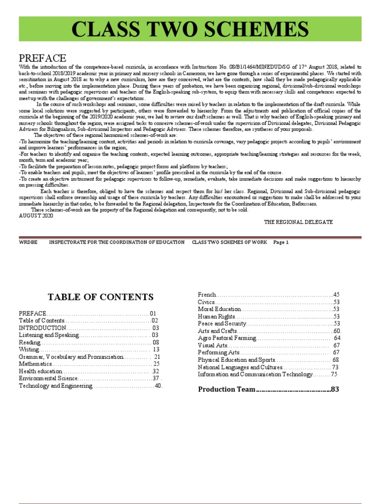 Class Two Schemes of Work 15-December | PDF